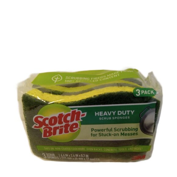 Scotch-Brite | Kitchen | Scotchbrite Scrub Sponges Green Yellow Heavy ...